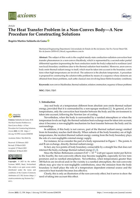Pdf The Heat Transfer Problem In A Non Convex Body—a New Procedure