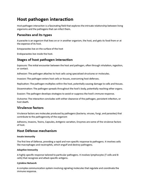 Host Pathogen Interaction Pdf
