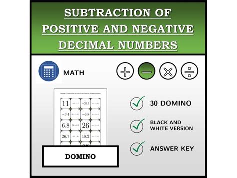 Domino Subtraction Of Positive And Negative Decimal Numbers Math