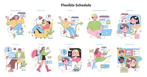 premium vector flexible schedule set professionals enjoying varied