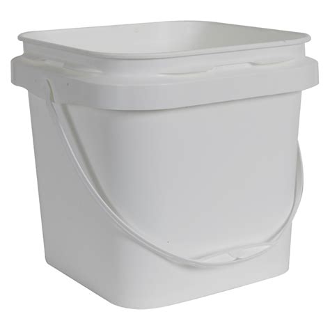 3 Gallon White Hdpe Square Buckets With Plastic Handle Lid Sold Separately U S Plastic Corp