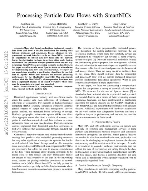 PDF Processing Particle Data Flows With SmartNICs