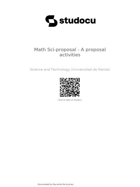 Math Sci Proposal A Proposal Activities Pdf