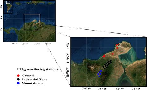 Location Of Pm10 Monitoring Stations In The Northern Caribbean Region Download Scientific
