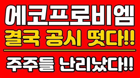에코프로비엠 결국 공시 떳다 주주들 난리났습니다 에코프로비엠주가전망에코프로비엠목표가 Youtube