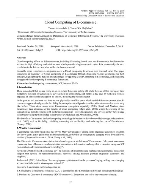 Pdf Cloud Computing Of E Commerce