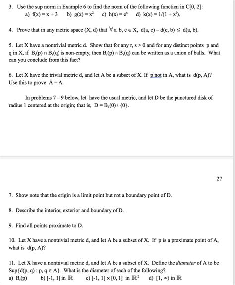 Solved 3 Use The Sup Norm In Example 6 To Find The Norm Of