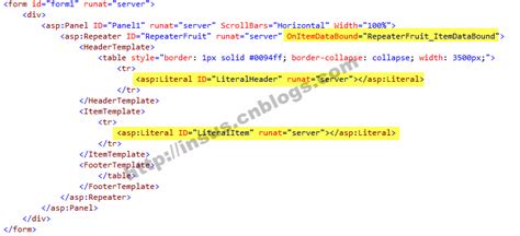 动态绑数据repeater控件headertemplate和itemtemplate Insusnet 博客园
