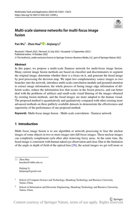 Multi Scale Siamese Networks For Multi Focus Image Fusion Request PDF