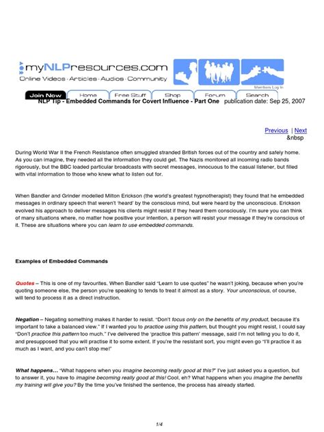 Embedded Commands For Covert Influence Part One Pdf Neuro