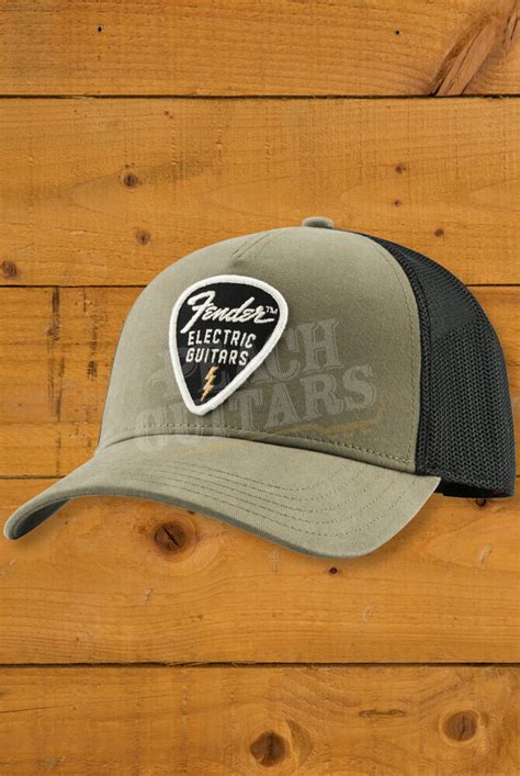 Fender Accessories Snap Back Pick Patch Hat Olive