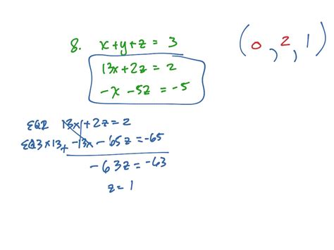 2 8 Three Variable Systems Math High School Math Algebra 2 Algebra Solving Equations High