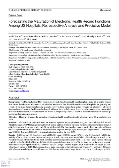 Pdf Forecasting The Maturation Of Electronic Health Record Functions