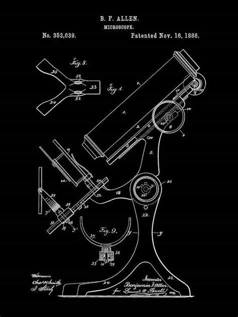 Microscope Patent 1886 Black Art Print By Stephen Younts Pixels