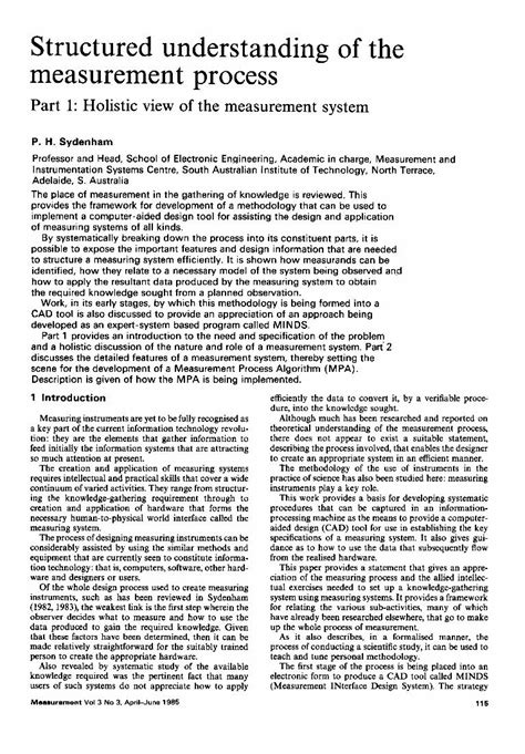 Pdf Structured Understanding Of The Measurement Process Part 1