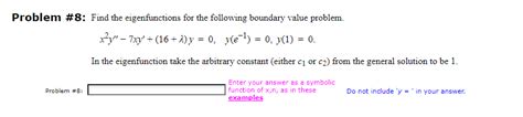 solved problem 8 find the eigenfunctions for the following