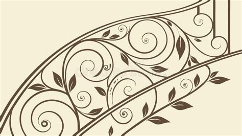 Ornate Floral Metalwork Pattern Decorative Gate Fence Architectural Element Vector Design