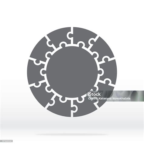 간단한 아이콘 원 회색에서 퍼즐 간단한 아이콘 10 요소와 회색 배경에 센터의 원형 퍼즐 평면 디자인입니다 벡터 그림 Eps10입니다 퍼즐에 대한 스톡 벡터 아트 및 기타