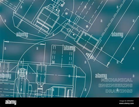 Mechanical Engineering Drawing Blueprints Mechanics Cover Engineering Design Blue Stock