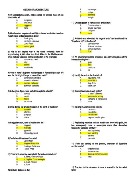 History Of Architecture Multiple Choice Questions Pdf Dome
