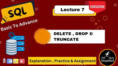 Lecture 7 DELETE TRUNCATE And DROP Command Difference SQL