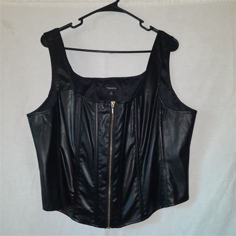 Torrid Tops Torrid Faux Leather Square Neck Zip Front Corset Top