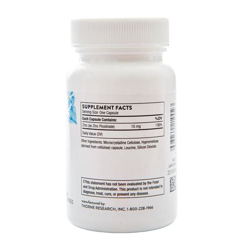 Zinc Picolinate 15mg 60c Thorne - Arcana Empothecary