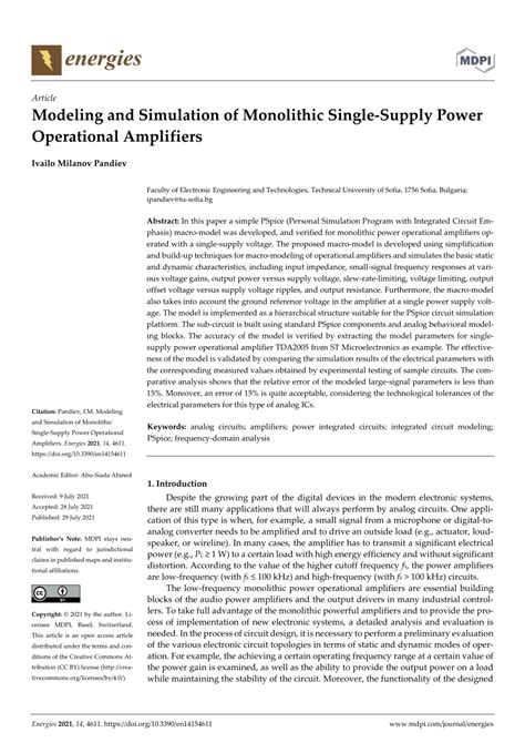 Pdf Modeling And Simulation Of Monolithic Single Supply Power Operational Amplifiers
