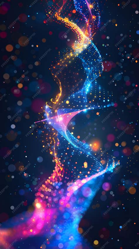 Abstract Digital Data Flow Vector Illustration With Glowing Binary Code On Dark Blue Background