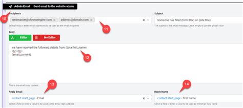 how to setup form emails and enable field validation chronoforms7 faqs