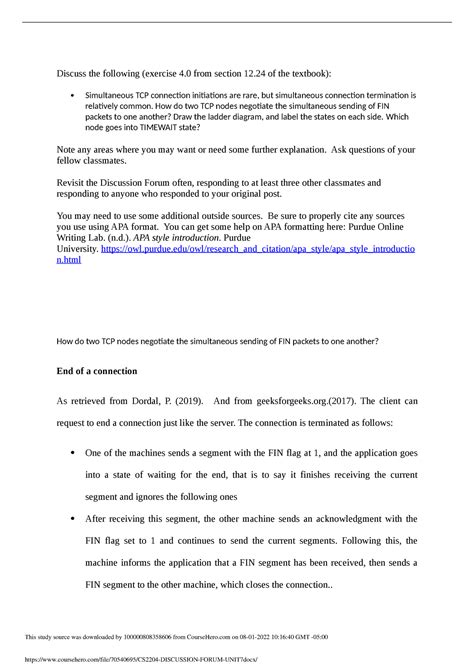 Cs2204 Discussion Forum Unit7 Discuss The Following Exercise 4 From