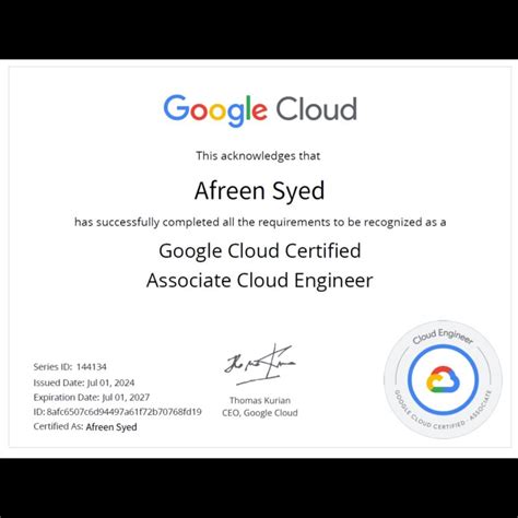 Afreen Syed On Linkedin Certified As A Associate Cloud Engineer