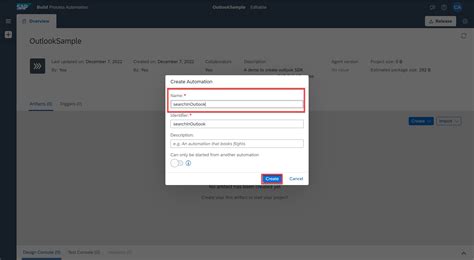 Build Your First Automation Using Outlook Sdk Of Sap Build Process