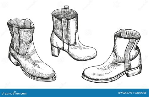Leather Boots Hand Drawing Sketch Vector Stock Vector Illustration