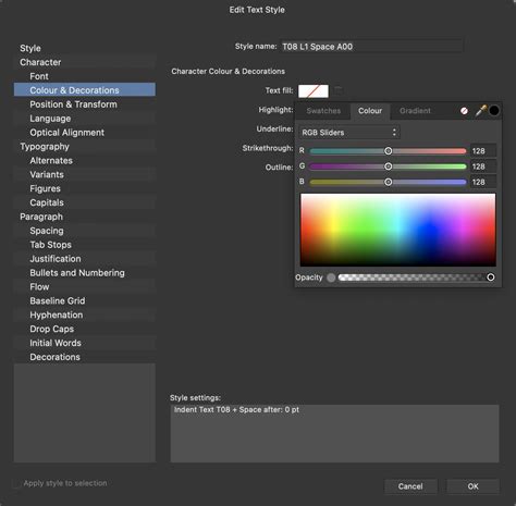 Problem Typing Colour Values For Text Styles ARCHIVE Publisher Beta On MacOS