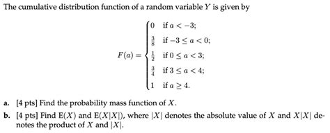 Solved The Cumulative Distribution Function Of A Random Chegg