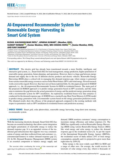 Pdf Ai Empowered Recommender System For Renewable Energy Harvesting