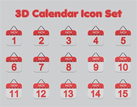 3d calendar icon set suitable for ui design app banner promotion