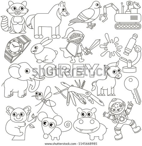 Grey Colorless Objects Color Elements Set Stock Vector Royalty Free 1145668985