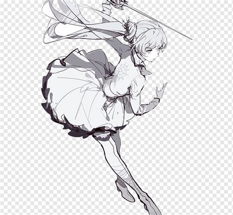 Anime Girl Sword Drawing