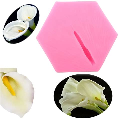 칼라 릴리 하트 실리콘 몰드 퐁당 Diy 파티 컵케익 토퍼 케이크 장식 도구 캔디 클레이 초콜릿 검 페이스트 몰드점토