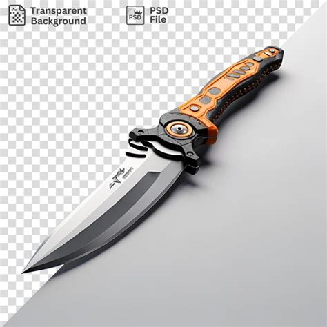 Psds Icônica Faca Laranja E Preta Com Um Punho Preto E Botão Laranja