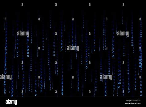 Matrix Style Binary Code Digital Falling Numbers Blue Background Stock