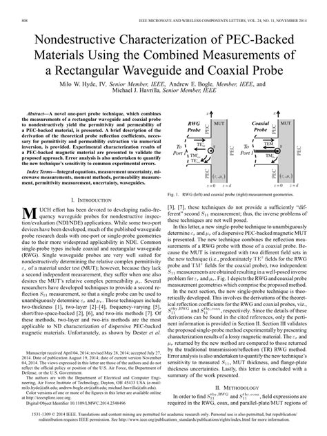 Pdf Nondestructive Characterization Of Pec Backed Materials Using The Combined Measurements Of