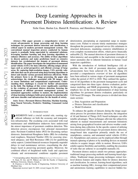 PDF Deep Learning Approaches In Pavement Distress Identification A Review