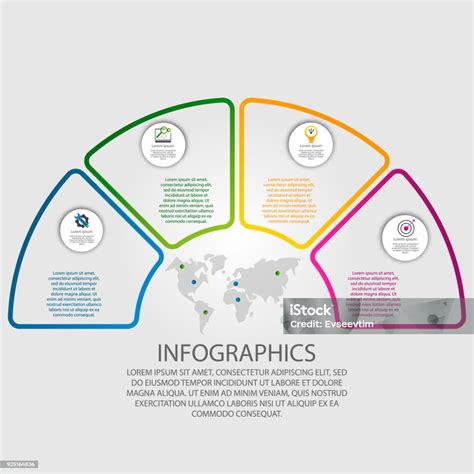 벡터 일러스트입니다 원 및 개요와 함께 4 세그먼트와 채우기 없음의 형태로 인포 그래픽 그래프 프레 젠 테이 션 비즈니스 4 단계 교육 서식 파일 개념에 대한 스톡 벡터