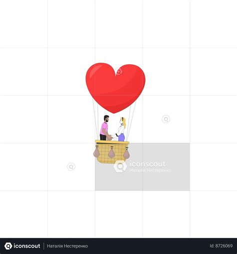 Interracial Couple Floating On Air Balloon Animation Free Download Holidays Animations Iconscout