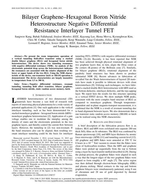 Pdf Bilayer Graphene Hexagonal Boron Nitride Heterostructure Negative Differential Resistance
