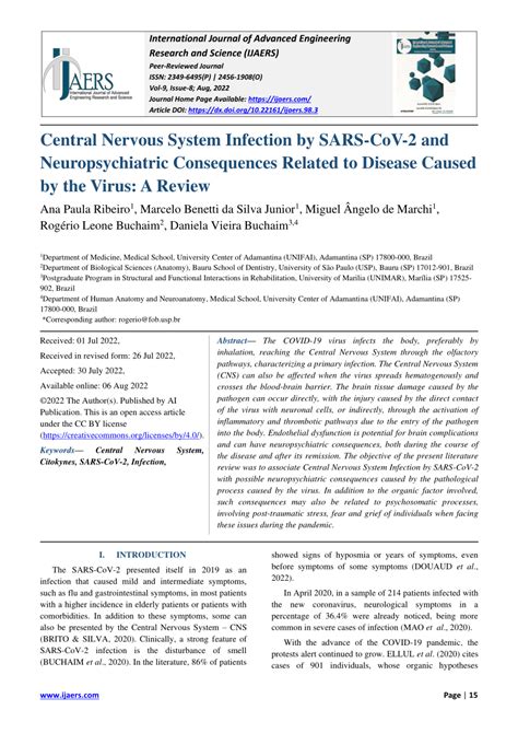 Pdf Central Nervous System Infection By Sars Cov 2 And