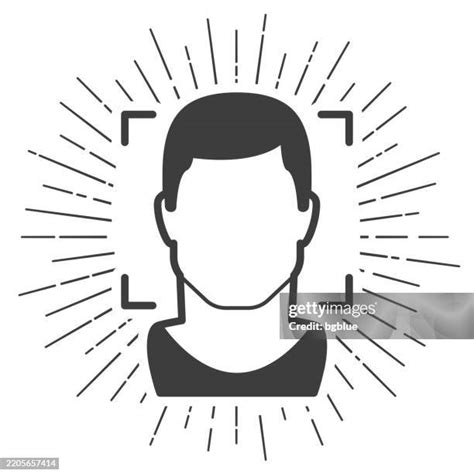 Facial Recognition With Man Icon With Sunbursts On White Background High Res Vector Graphic